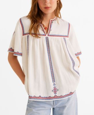 Mango Embroidered Details Blouse - Macy's