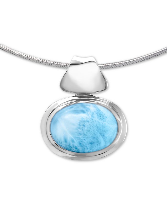 Marahlago Larimar (12mm) 21" Adjustable Pendant Necklace in Sterling ...