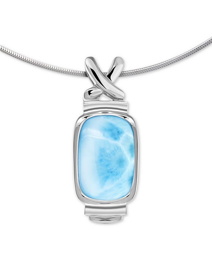 Marahlago Larimar (12 x 18mm) 21" Adjustable Pendant Necklace in ...