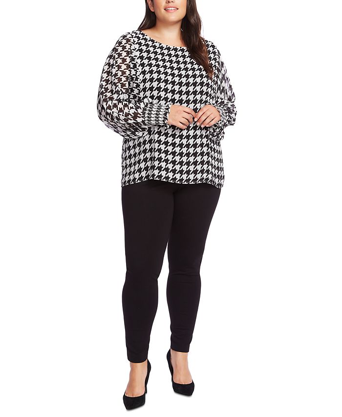 Vince Camuto Plus Size Houndstooth Blouse - Macy's