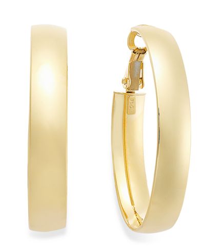 Italian Gold Omega Back Hoop Earrings in 14k Gold - Earrings - Jewelry ...
