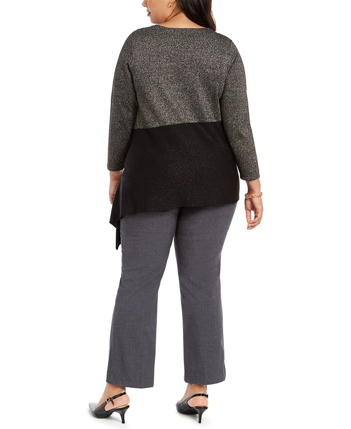 Alfani Plus Size Colorblocked Asymmetrical Sweater, Created for Macy's ...