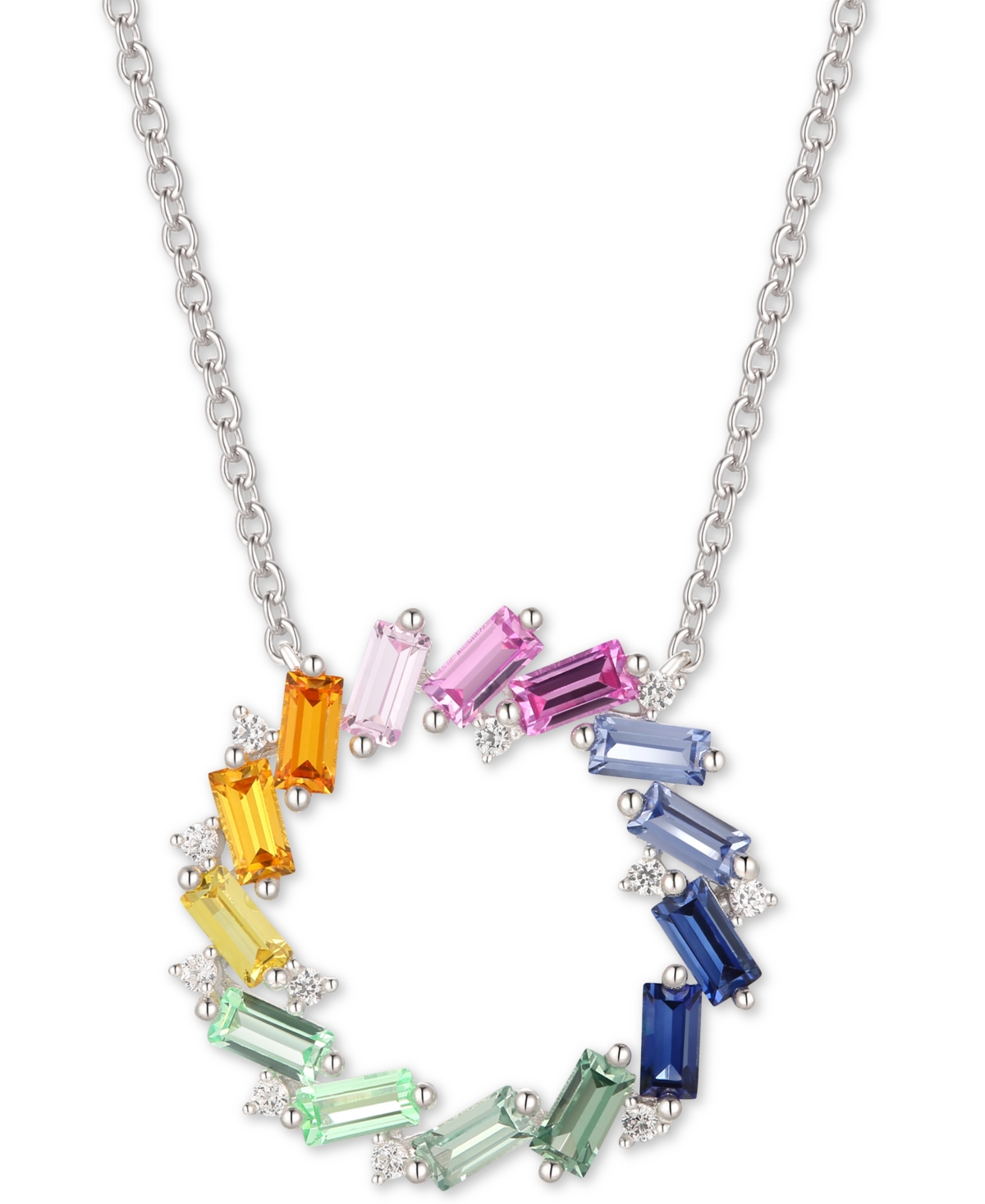 Click here for Lab-Grown Multi-Sapphire Circle 16-1/2 Pendant Nec... prices