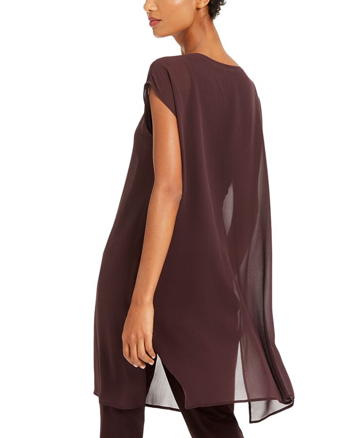 Eileen Fisher Sheer Maxi Tunic Top - Macy's
