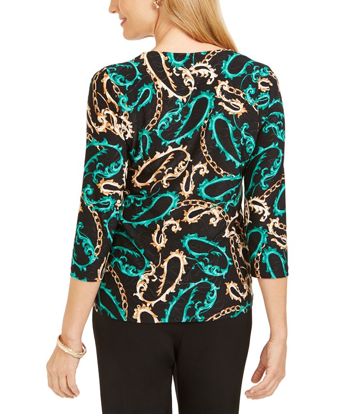 JM Collection Printed Jacquard Top, Created For Macy's - Macy's