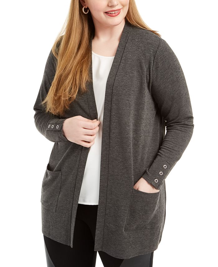 Belldini Plus Size Patch-Pocket Cardigan - Macy's