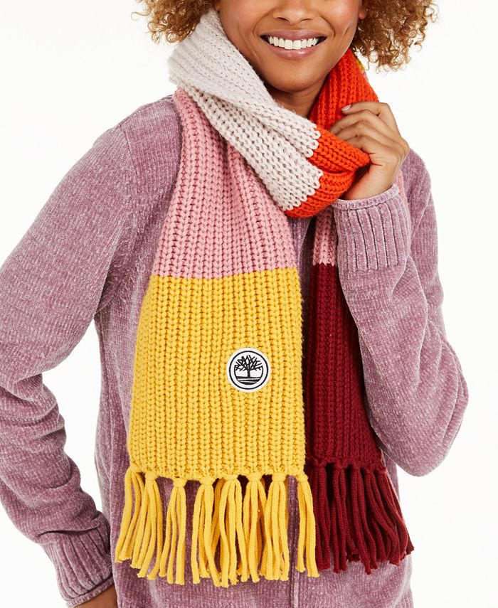 Timberland Colorblock Recycled Scarf with Fringe - Macy's