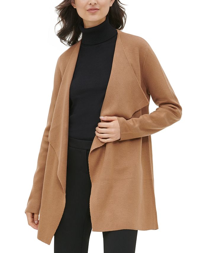 Calvin Klein Open-Front Draped Cardigan - Macy's