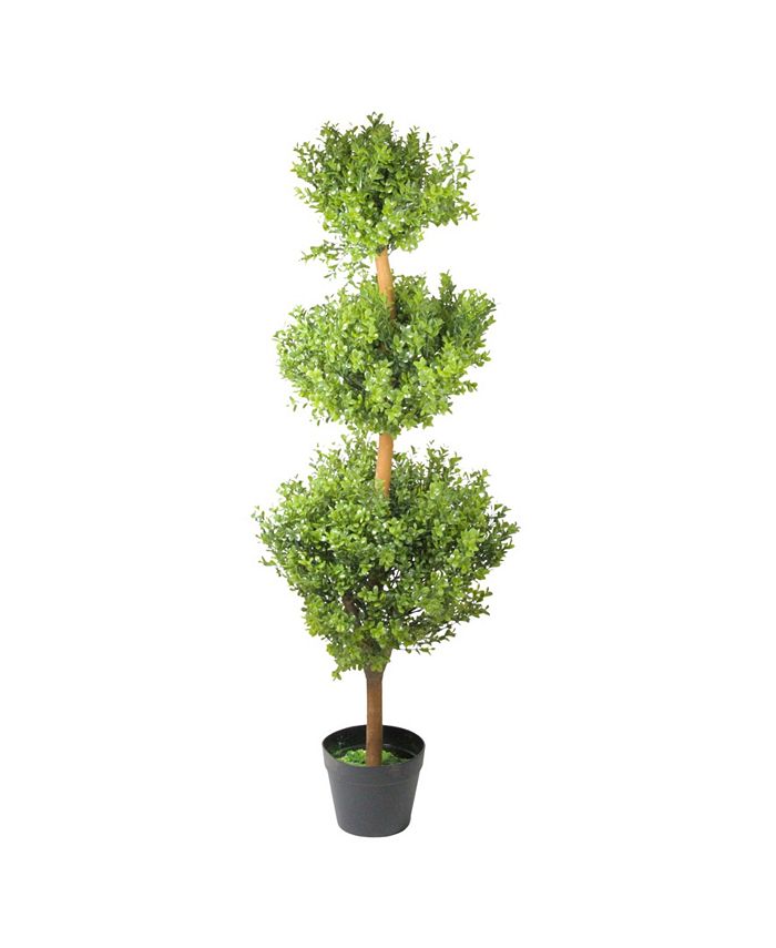 Northlight Potted Two-Tone Murraya Artificial Triple Ball Topiary ...