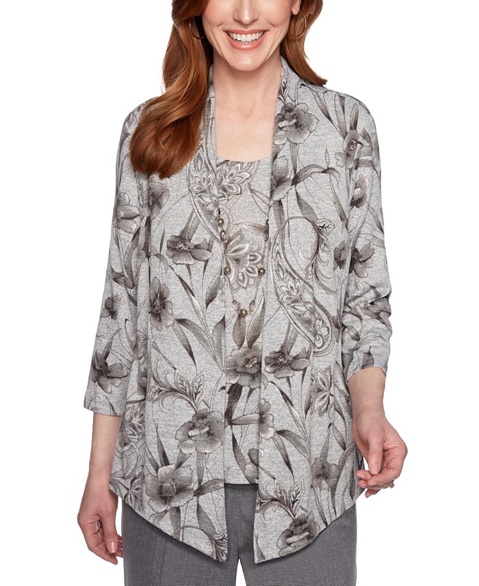 Alfred Dunner Boardroom Printed Layered-Look Top - Macy's