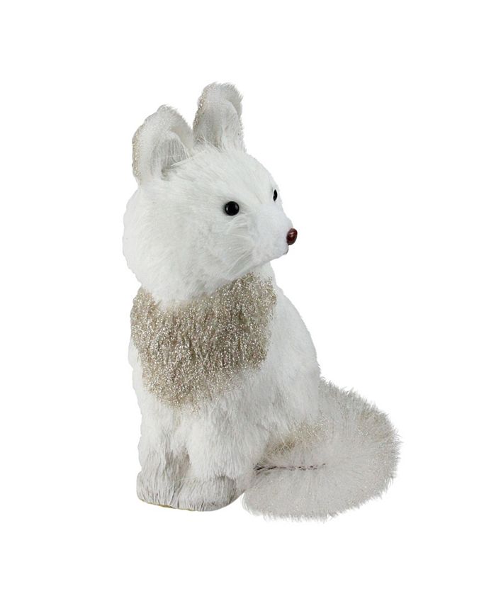 Northlight 10" Gilded White Christmas Golden Sitting Fox Table Top ...