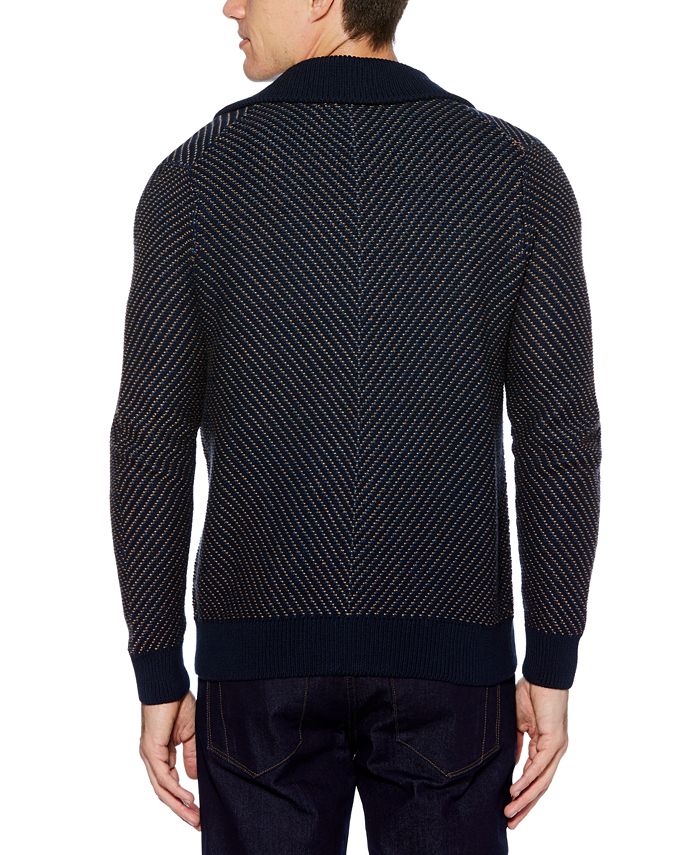 Perry Ellis Men's Chevron Stitch Full Zip Sweater - Macy's