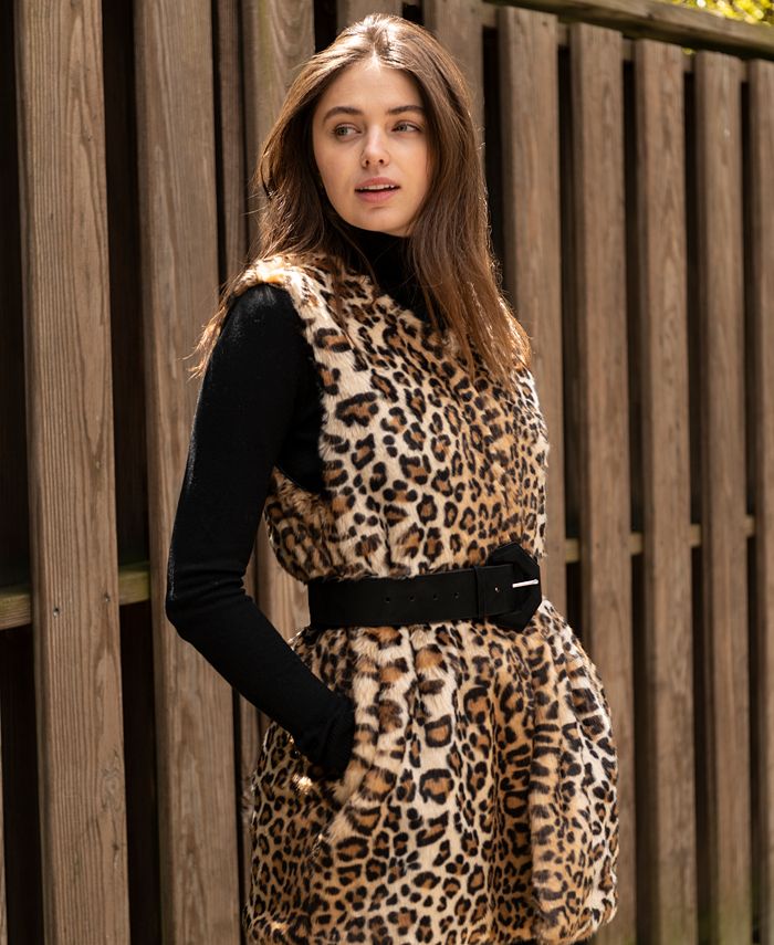 INC International Concepts INC Leopard-Print Faux-Fur Duster, Created ...