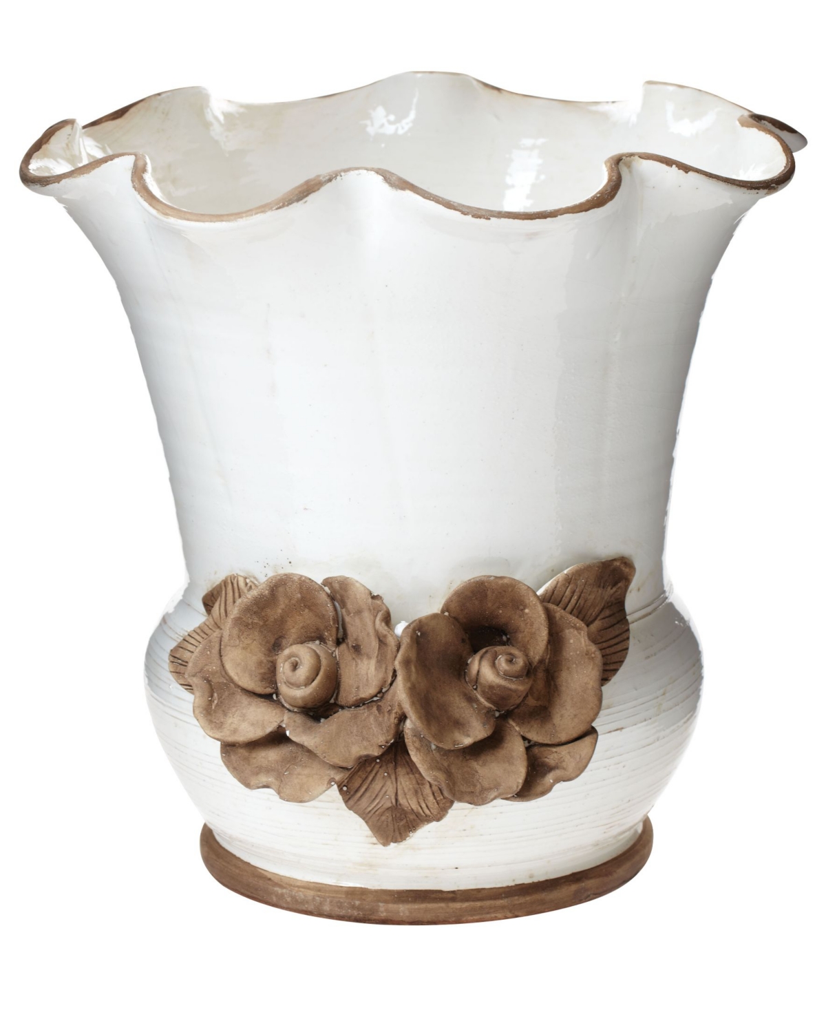 Click here for Vietri Rustic Garden Scalloped Planter w/ Flowers... prices