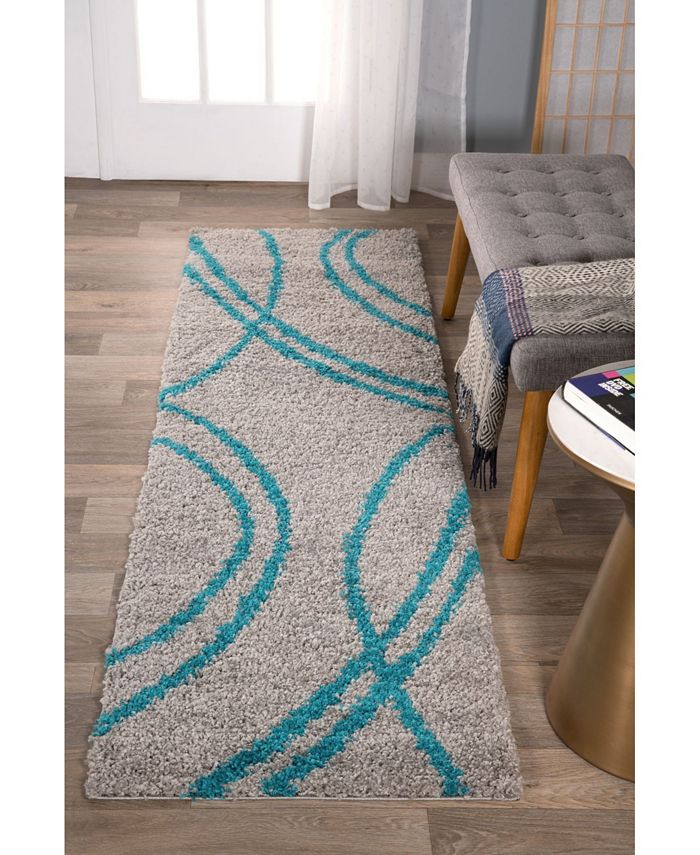 Main Street Rugs Bahia Shag Bas2727 Turquoise 2' x 7'2" Runner Rug - Macy's