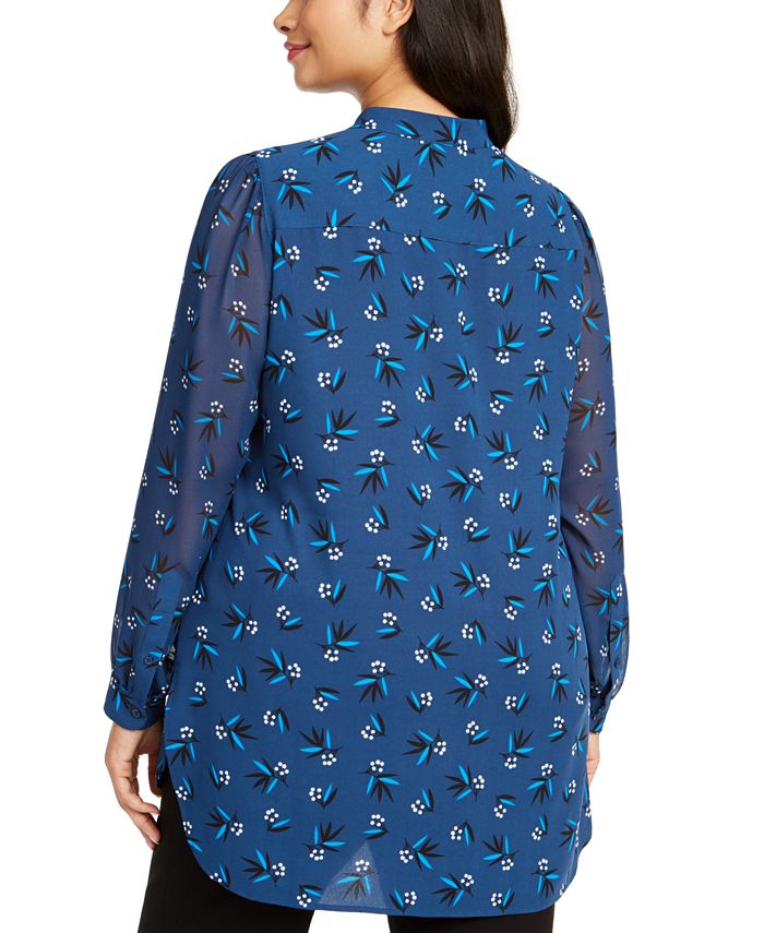 Anne Klein Plus Size Band-Collar Tunic & Reviews - Tops - Plus Sizes ...
