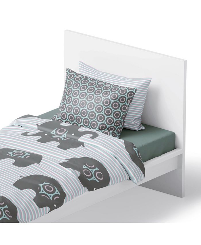 Chital Baby Elephant Print Double-Brushed Microfiber 4 Piece Twin Sheet ...