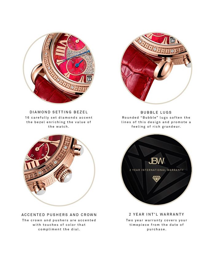 Jbw Women's Victory Diamond (1/6 ct. t.w.) Watch in 18k Rose Gold ...