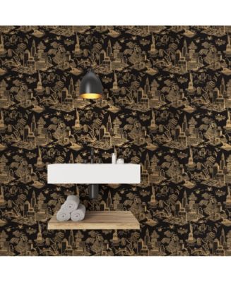 Genevieve Gorder for Tempaper New York Toile Self-Adhesive Wallpaper ...