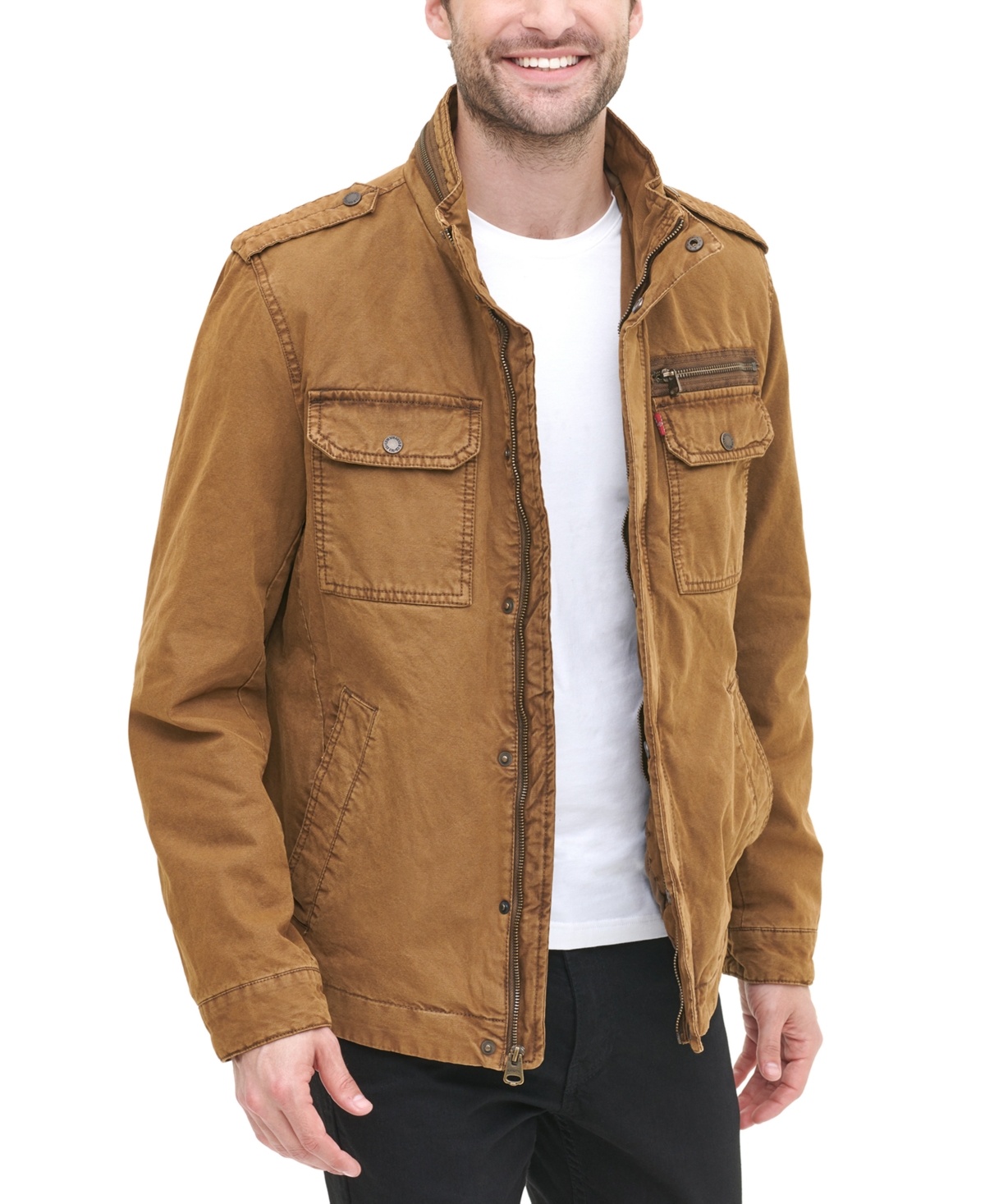 Click here for Levis Mens Cotton Zip-Front Jacket - Worker Brown prices