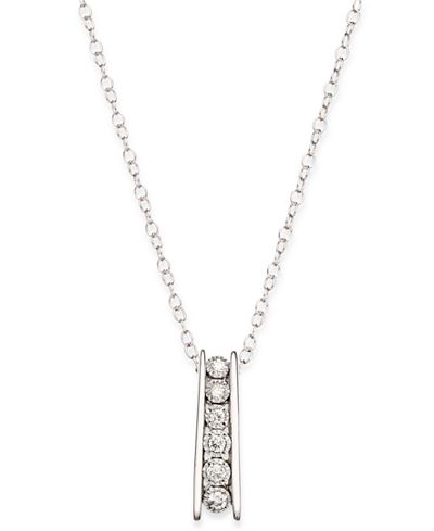 TruMiracle® Round Diamond Pendant Necklace in Sterling Silver (1/10 ct ...