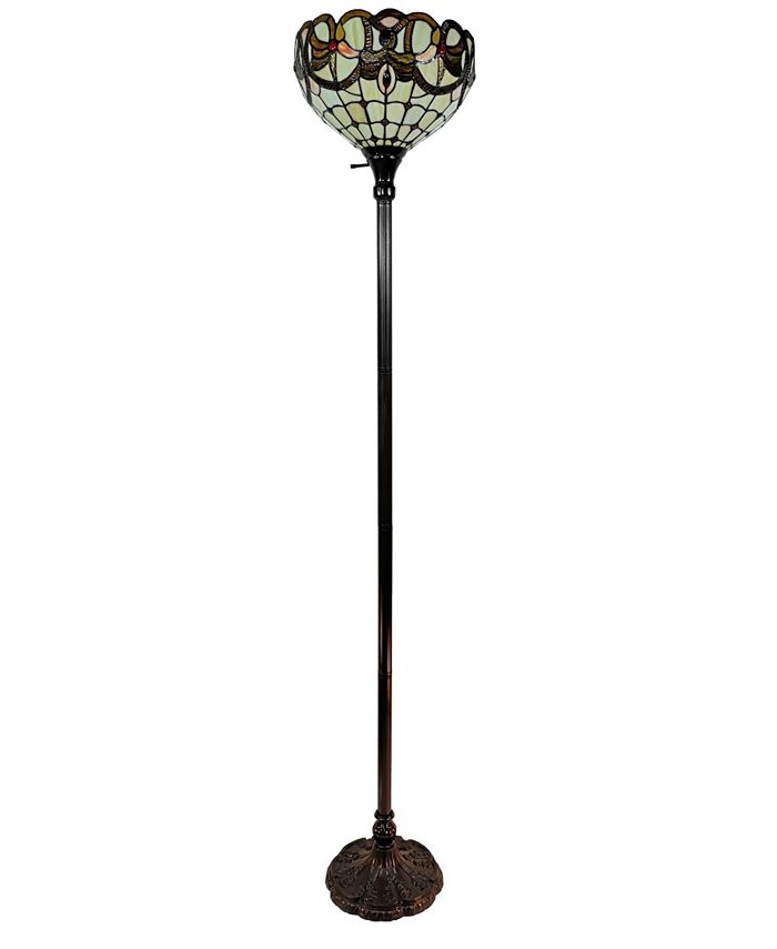 Amora Lighting Tiffany Style Torchiere Floor Lamp - Macy's