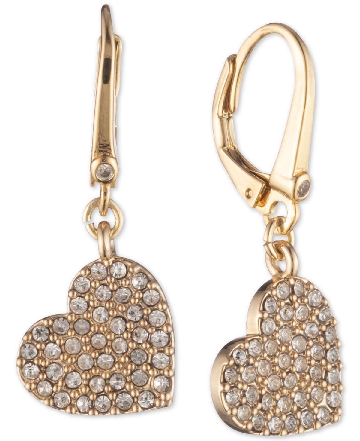 Click here for Dkny Crystal Heart Drop Lever Back Earrings - Gold prices