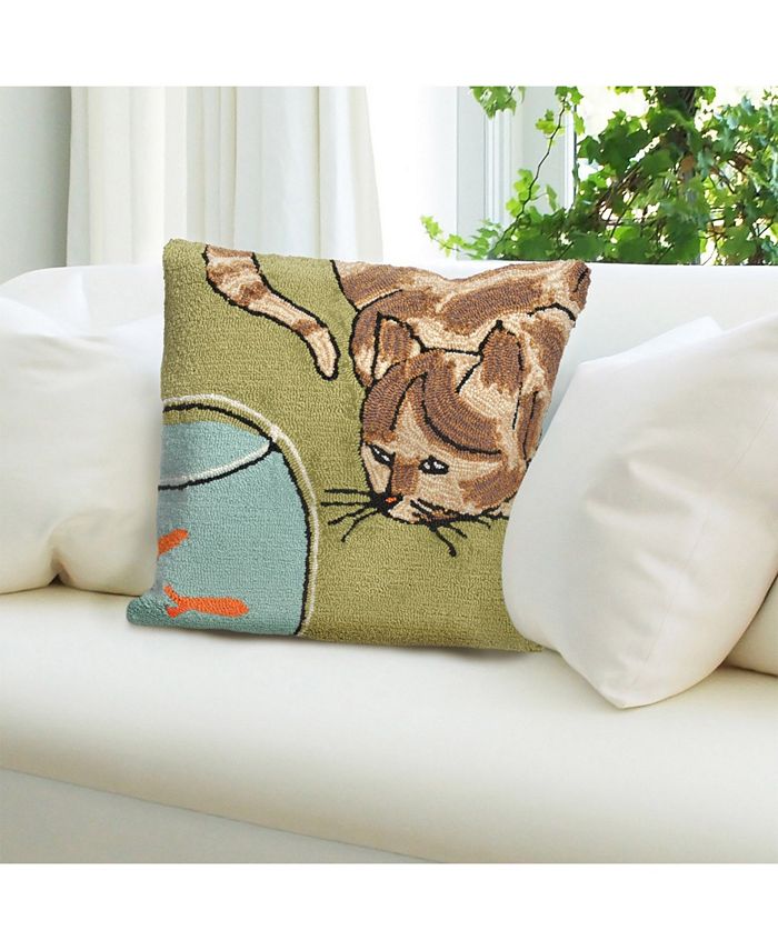 Liora Manne' Liora Manne Frontporch Curious Cat Indoor, Outdoor Pillow ...