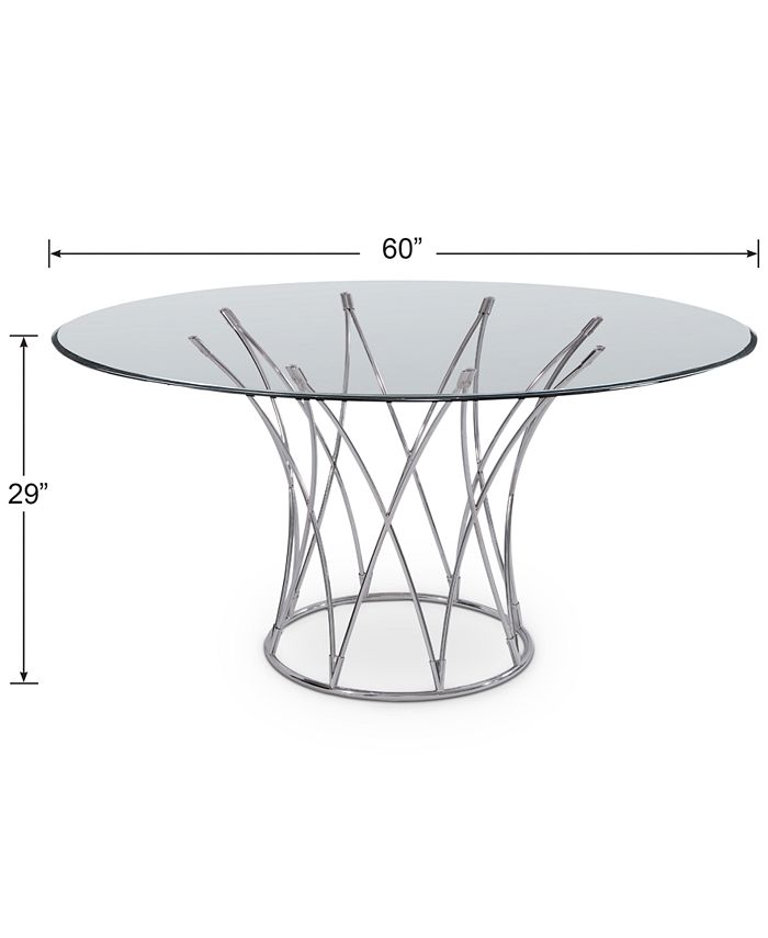 Furniture Mercer 60" Glass Top Round Dining Table - Macy's