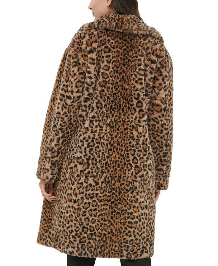 Calvin Klein Leopard Faux-Fur Coat - Macy's