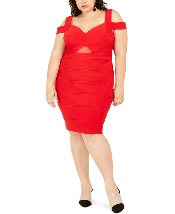 Emerald Sundae Trendy Plus Size Cold-Shoulder Bandage Dress - Macy's