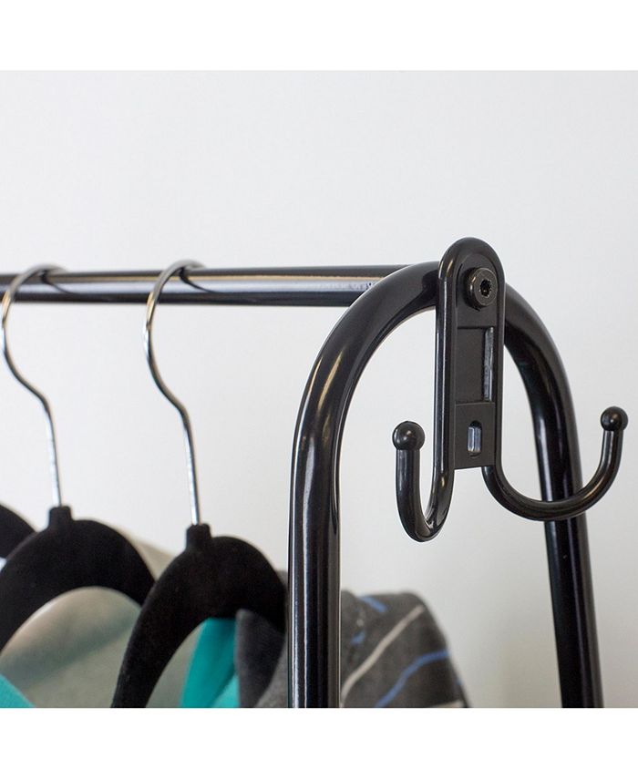 Home Basics HDS Trading 2 Shelf Free-Standing Garment Rack with Hooks ...