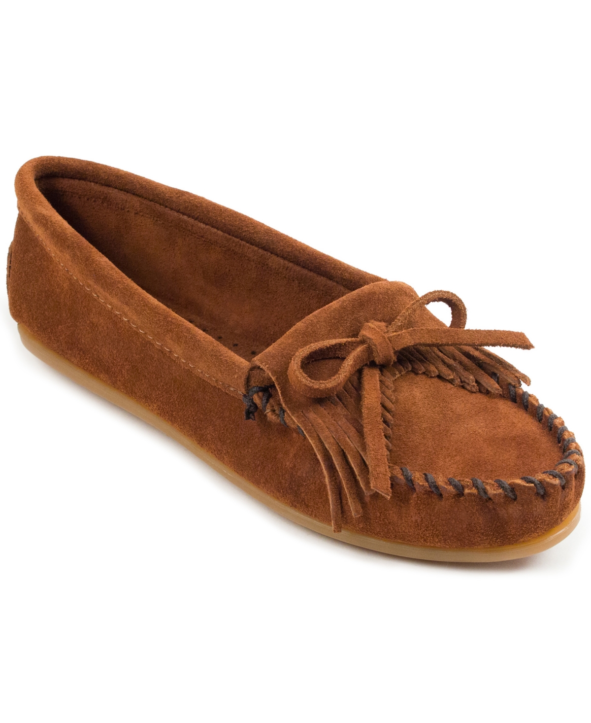 Click here for Minnetonka Womens Kilty Hardsole Moccasin - Brown prices