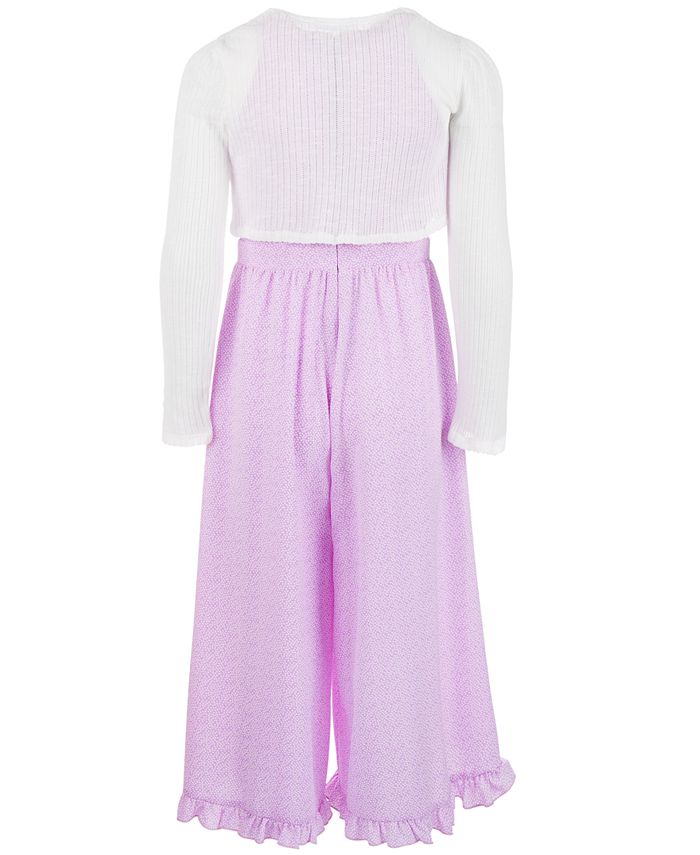 Beautees Big Girls 3-Pc. Shrug, Ruffled Jumpsuit & Necklace Set - Macy's