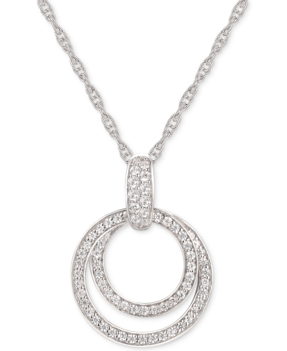 Click here for Cubic Zirconia Double Circle 18 Pendant Necklace i... prices