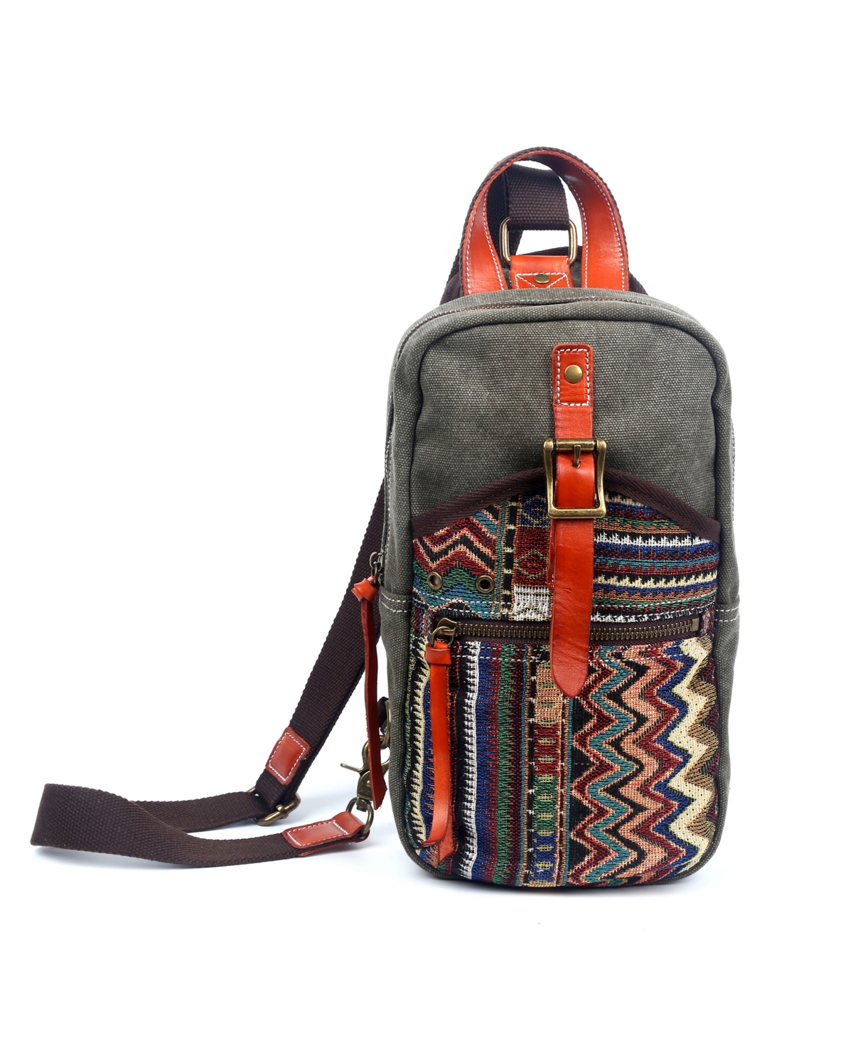 Click here for Tsd Brand Four Season Canvas Sling Bag - Olive prices