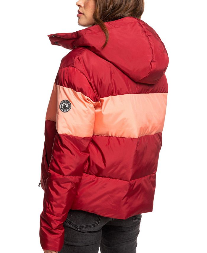 Roxy Juniors' Out Of Focus Colorblocked Hooded Puffer Jacket - Macy's