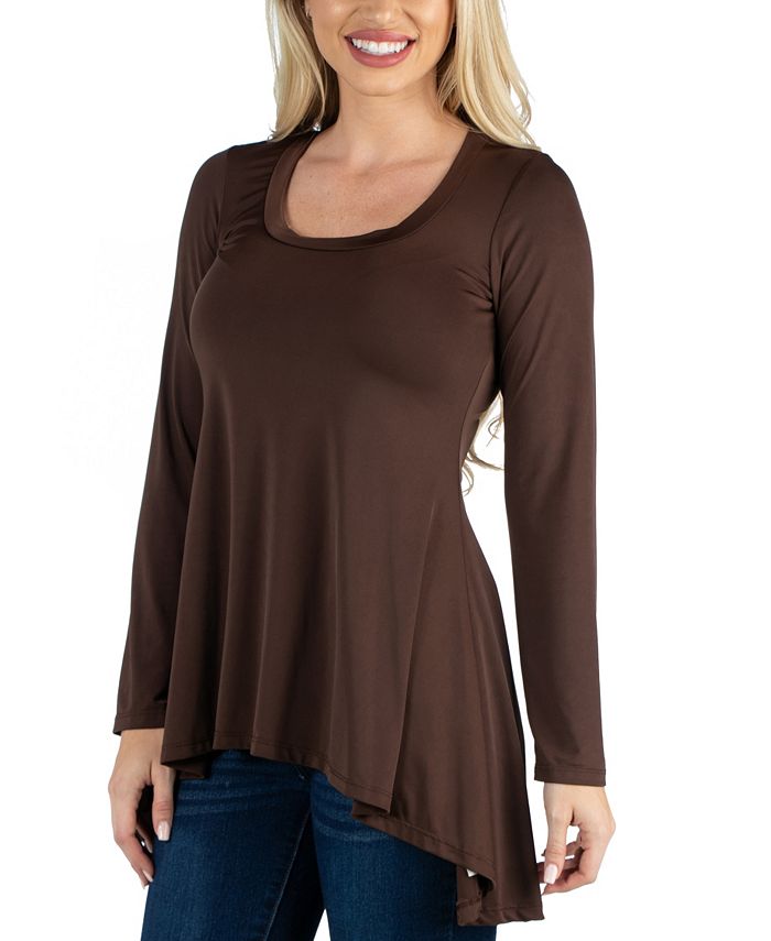 24seven Comfort Apparel Long Sleeve Flared Tunic Top For Women - Macy's