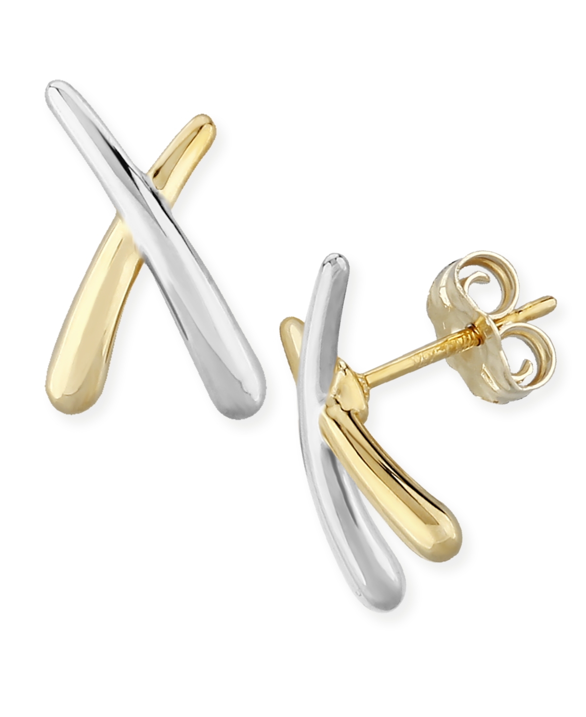 Click here for Small X Stud Earrings Set in 14k Two-Tone Gold (Al... prices