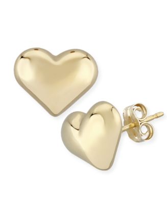 Puffed Heart Stud Earrings Set in 14k Yellow Gold (8mm) - Macy's