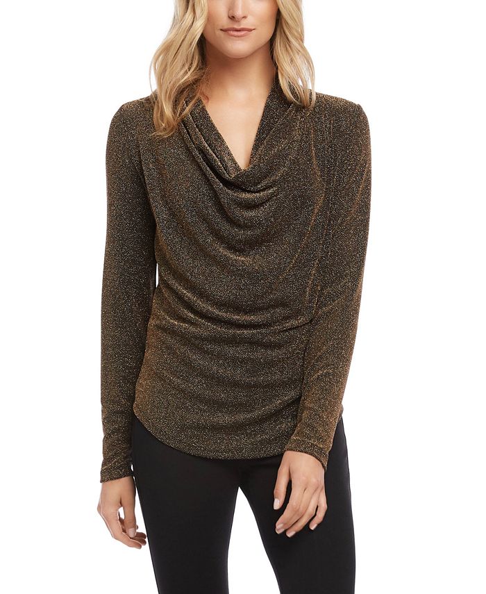 Karen Kane Metallic Cowl-Neck Top - Macy's