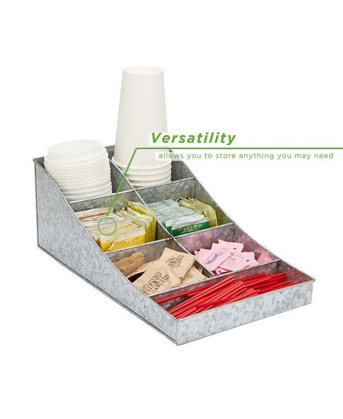 Mind Reader 7 Compartment Galvanized Break Room Condiment Organizer ...