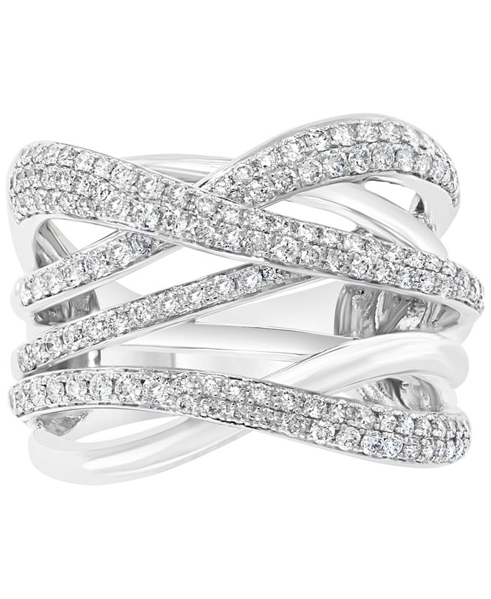 EFFY Collection EFFY® Diamond Overlap Multi-Row Statement Ring (1 ct. t.w.) in 14k White Gold ...