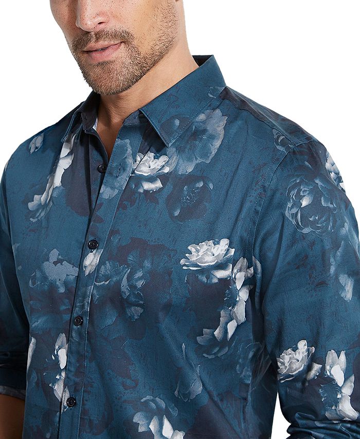 GUESS Men's Luxe Melting Floral Pattern Shirt - Macy's