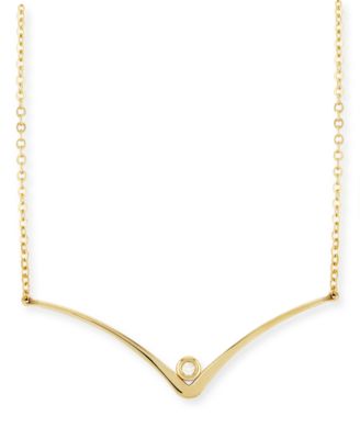 Diamond Accent Curved "V" Necklace in 14K Yellow Gold - Macy's