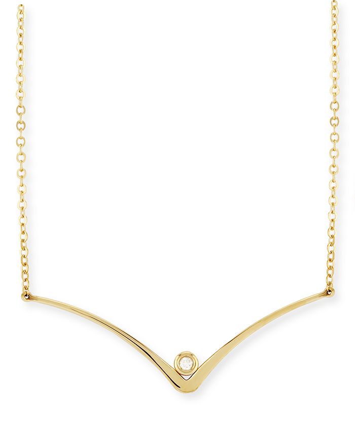Macy's Diamond Accent Curved "V" Necklace in 14K Yellow Gold - Macy's