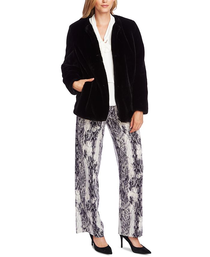 Vince Camuto Collarless Faux-Fur Jacket - Macy's