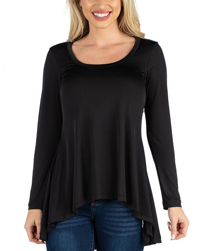 24seven Comfort Apparel Long Sleeve Flared Tunic Top For Women - Macy's