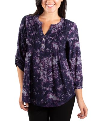 NY Collection Printed Pleated Top - Macy's