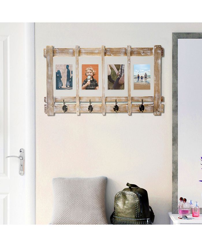 Crystal Art Gallery American Art Decor Wood Coat Rack Shelf with Photo ...